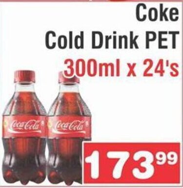 Coke Cold Drink PET 300ml x 24's offer at Advance Cash n Carry