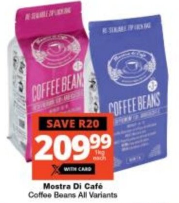 Mostra Di Café Coffee Beans All Variants offer at Checkers