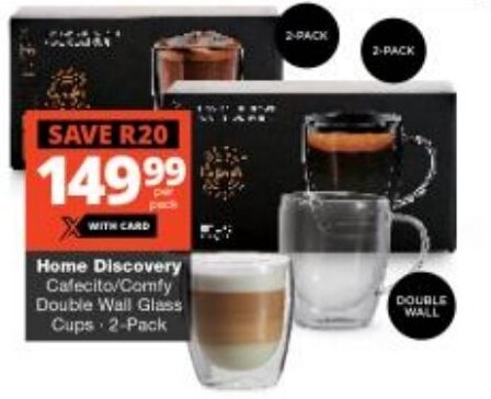 Home Discovery Cafecito/Comfy Double Wall Glass Cups 2-Pack offer at ...