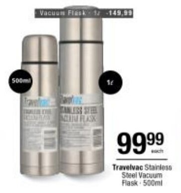 Travelvac Stainless Steel Vacuum Flask 500ml offer at Checkers