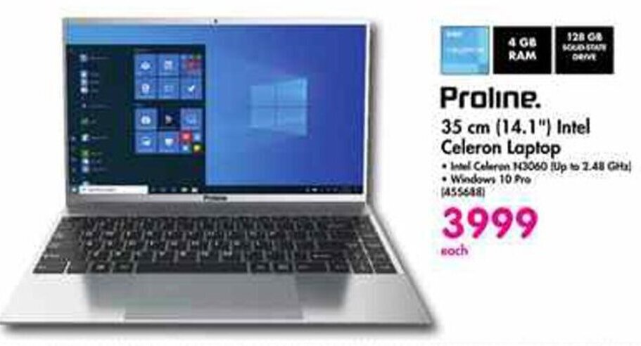Proline 35 cm (14.1") Intel Celeron Laptop offer at Makro