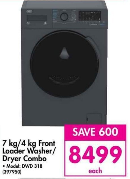 7kg/4kg Front Loader Washer/Dryer Combo offer at Makro