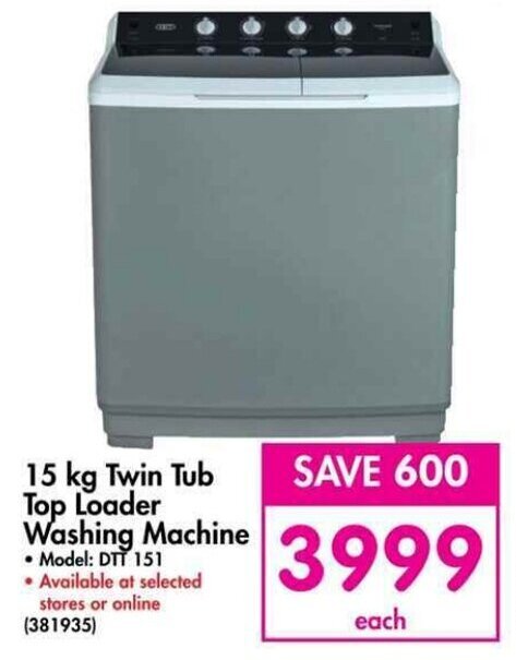 15 kg Twin Tub Top Loader Washing Machine offer at Makro