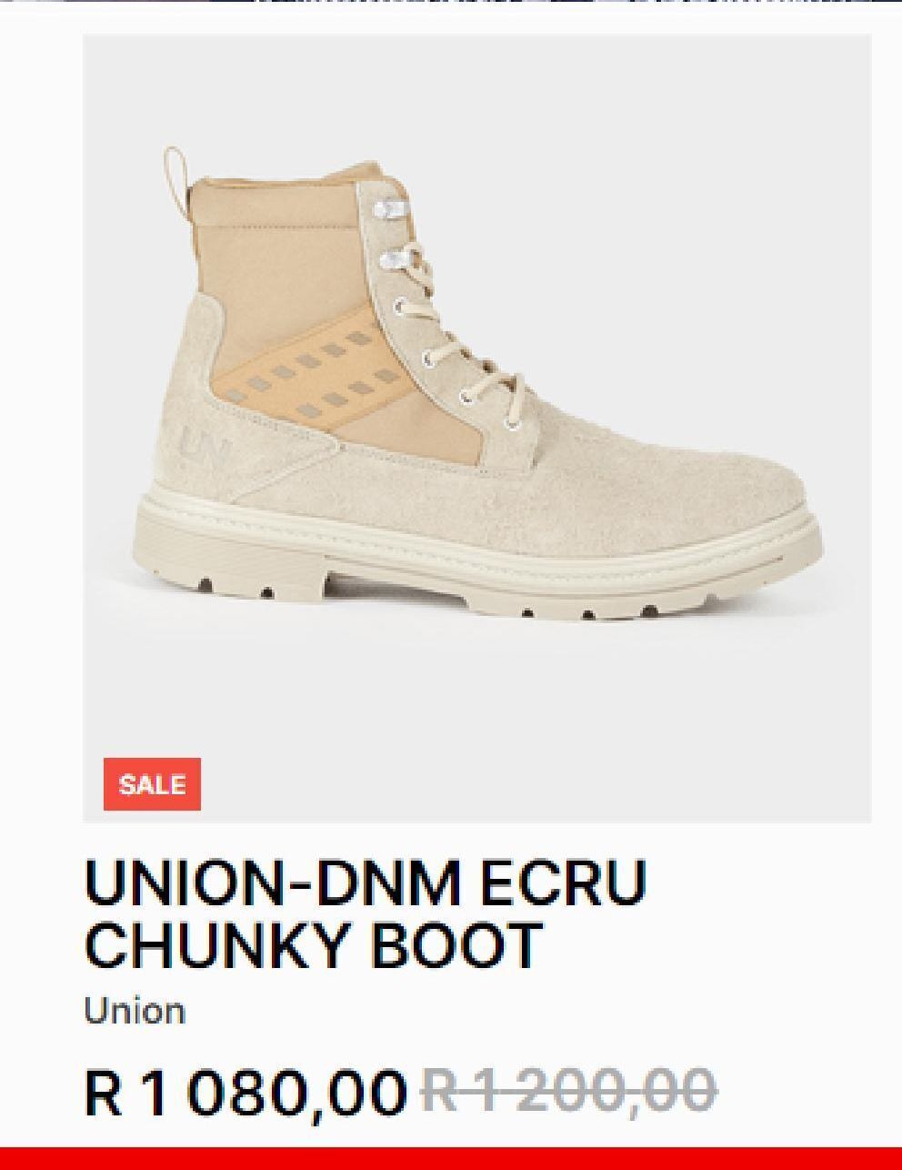 Union-dnm ecru chunky boot offer at Markham