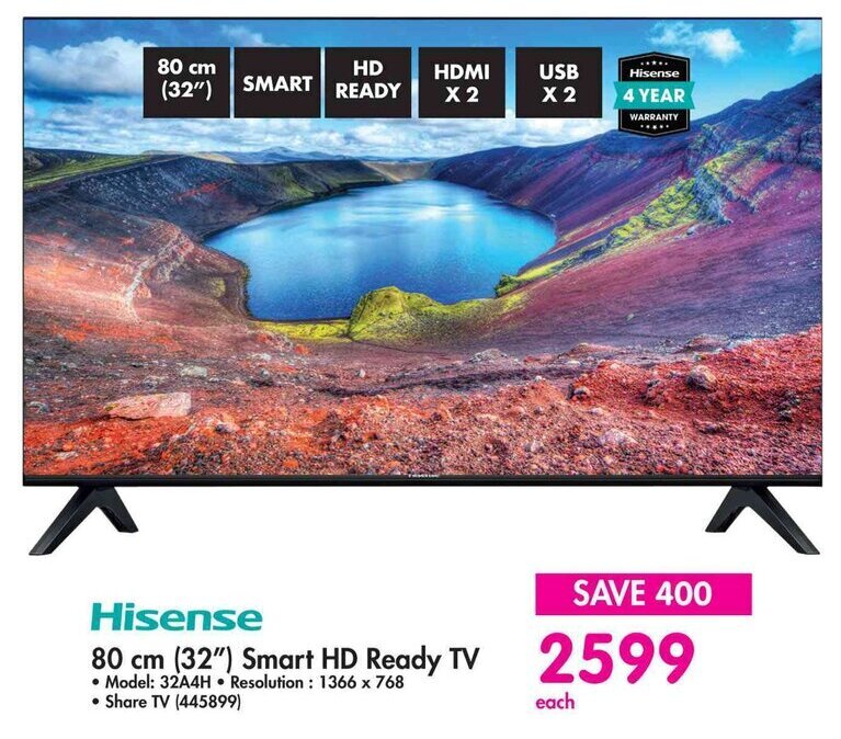 Hisense 80cm (32") Smart HD Ready TV offer at Makro