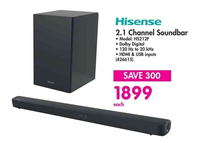 Hisense 2.1 Channel Soundbar offer at Makro