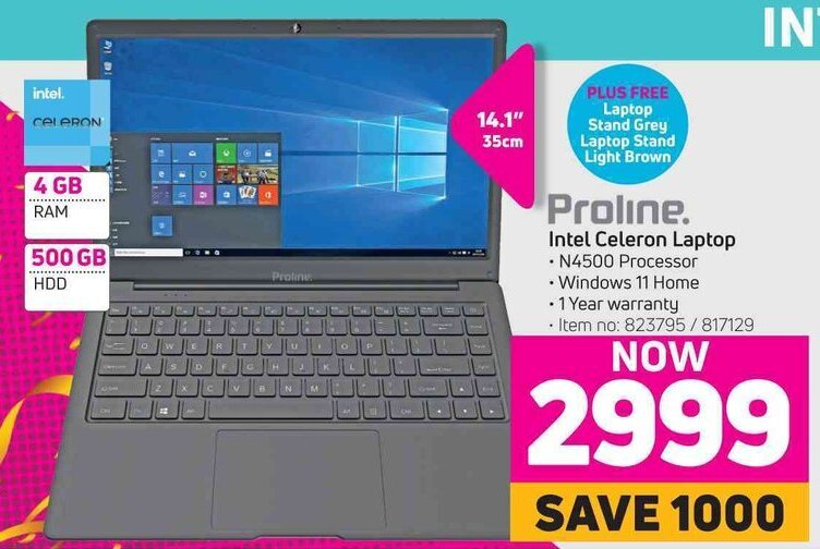 Proline Intel Celeron Laptop offer at Game