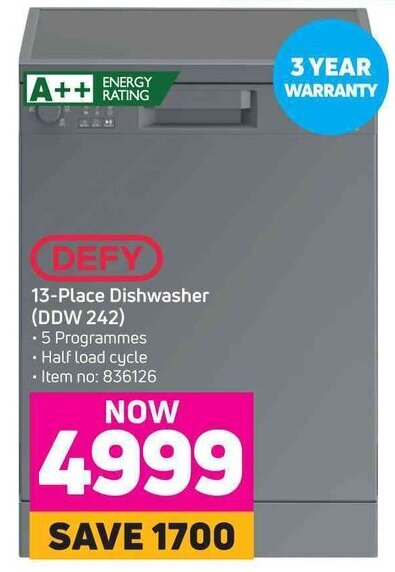 DEFY 13-Place Dishwasher (DDW 242) offer at Game