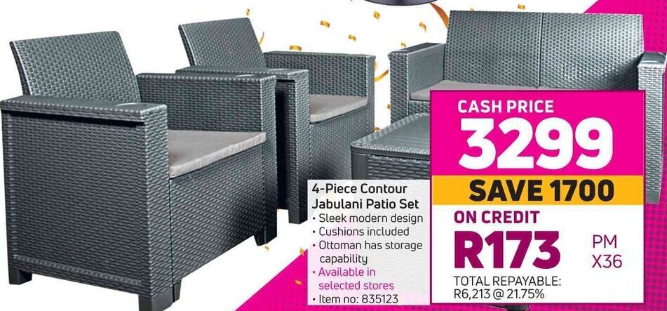 4-Piece Contour Jabulani Patio Set offer at Game