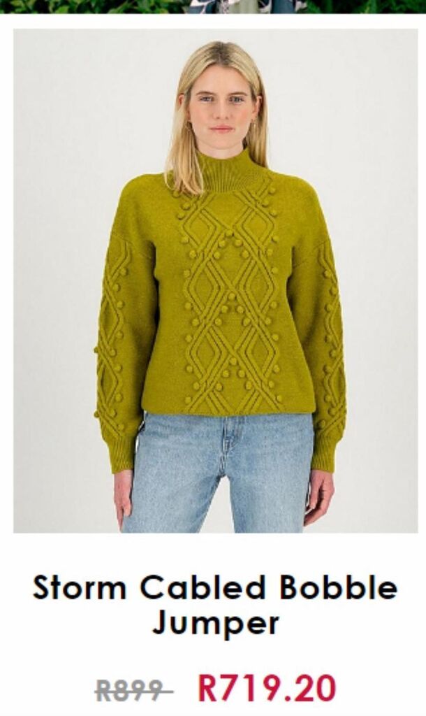 Storm cabled bobble jumper offer at Poetry