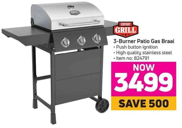 EXPERT GRILL 3-Burner Patio Gas Braai offer at Game