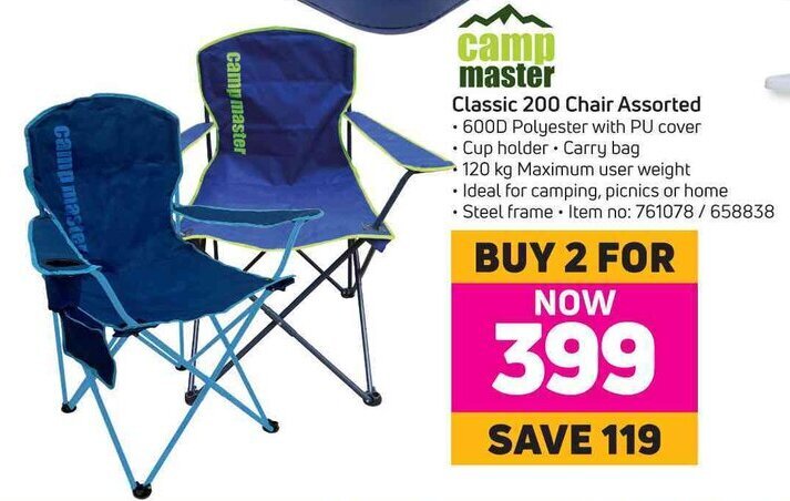 camp master Classic 200 Chair Assorted offer at Game
