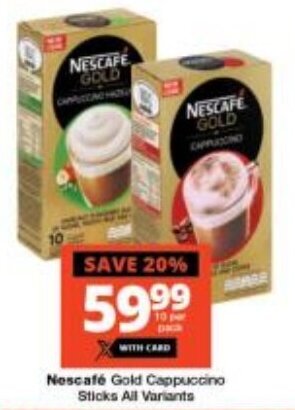 Nescafé Gold Cappuccino Sticks All Variants offer at Checkers