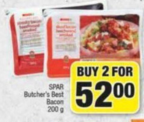 Spar Butcher's Best Bacon 200g offer at Spar