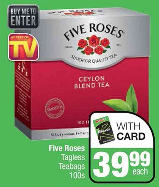 Five Roses Tagless Teabags 100s offer at Spar