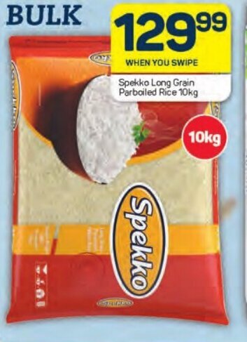 Spekko Long Grain Parboiled Rice 10kg offer at Pick n Pay
