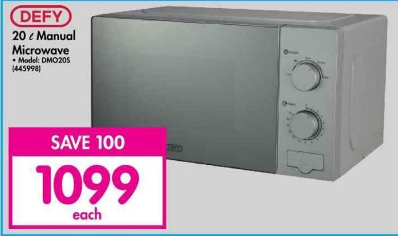 DEFY 20l Manual Microwave offer at Makro