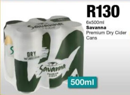 6x500ml Savanna Premium Dry Cider Cans offer at Checkers