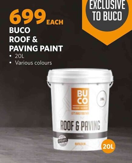 BUCO ROOF & PAVING PAINT offer at BUCO