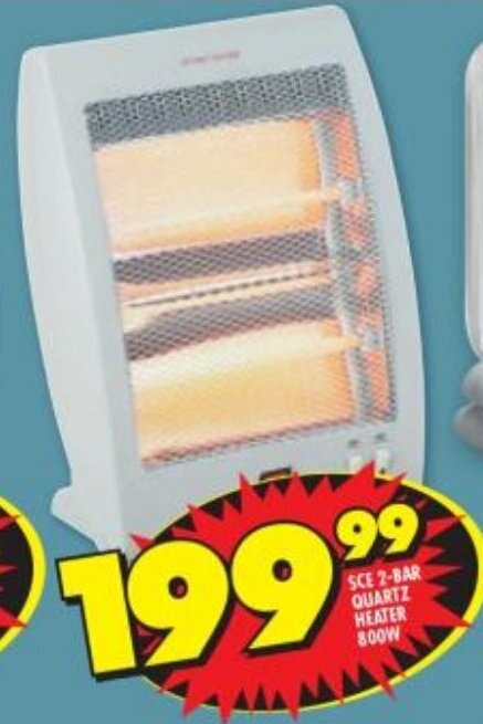 SCE 2-BAR QUARTZ HEATER 800W offer at Shoprite