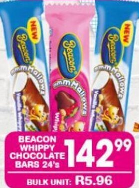 BEACON WHIPPY CHOCOLATE BARS 24's offer at Giant Hyper