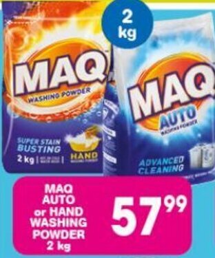 MAQ AUTO or HAND WASHING POWDER 2 kg offer at Giant Hyper