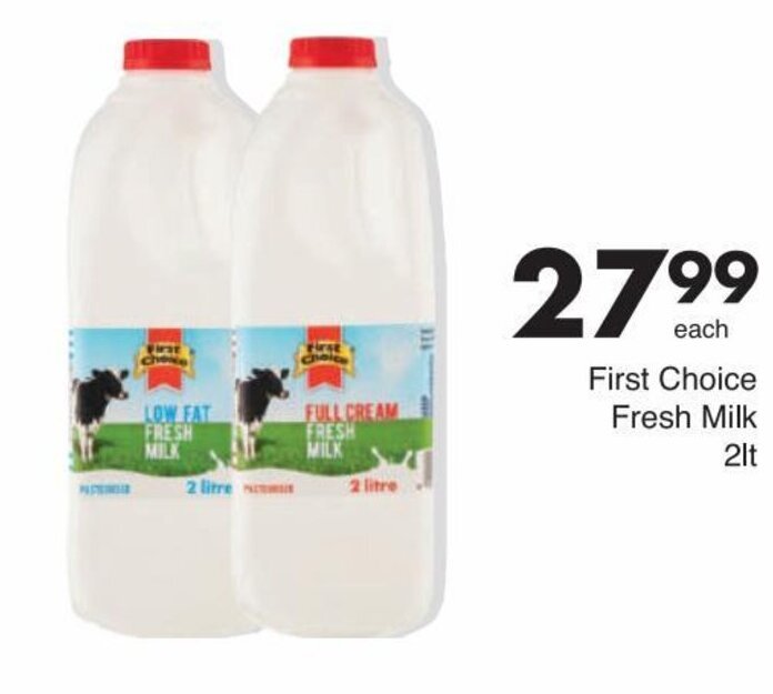 First Choice Fresh Milk 2lt offer at Save