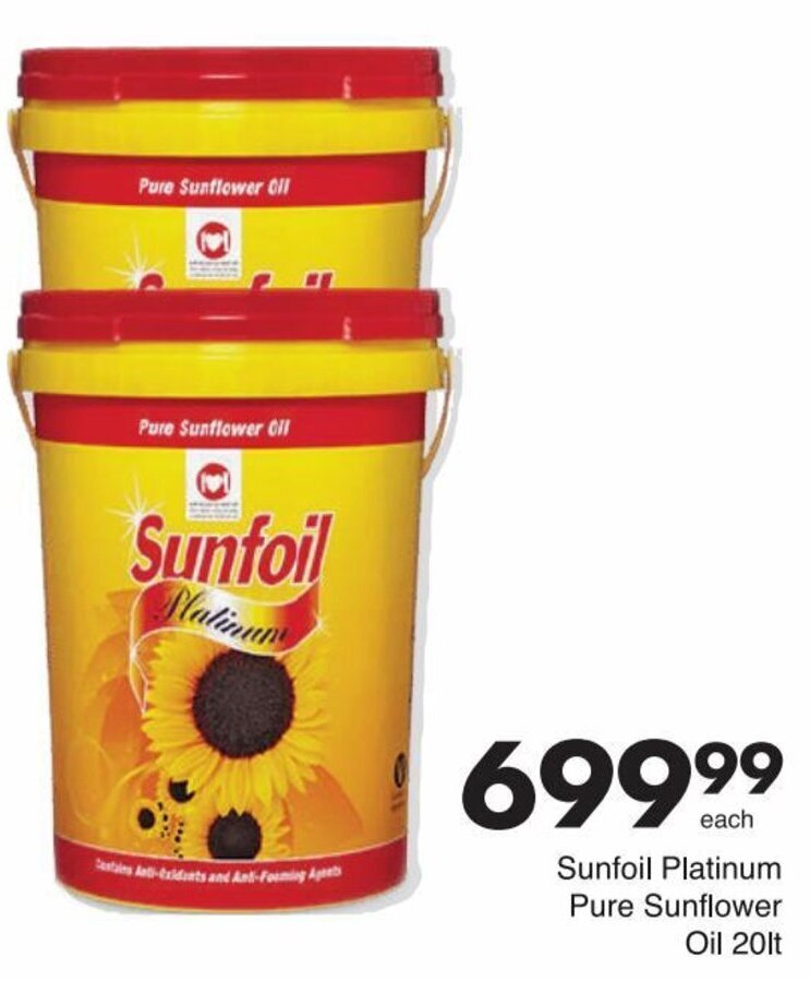 Sunfoil Platinum Pure Sunflower Oil 20lt offer at Save