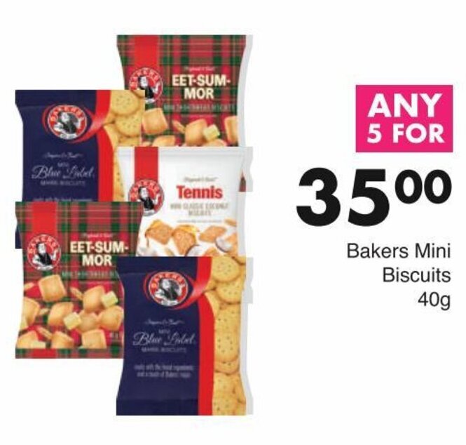 Bakers Mini Biscuits 40g offer at Save