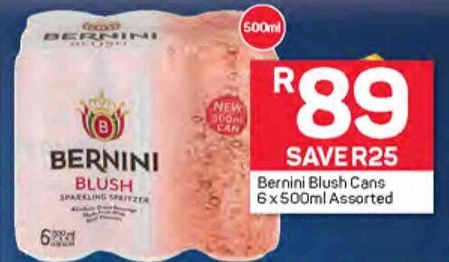 Bernini Blush Cans 6x500ml Assorted offer at Pick n Pay