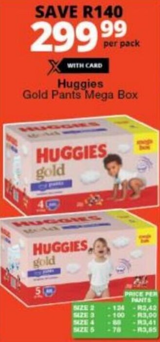 Huggies Gold Pants Mega Box offer at Checkers Hyper