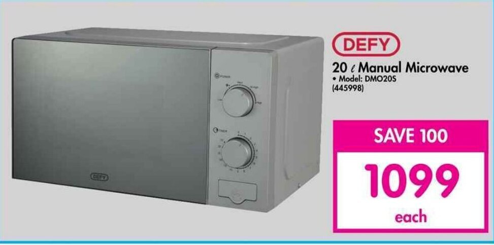 DEFY 20L Manual Microwave offer at Makro