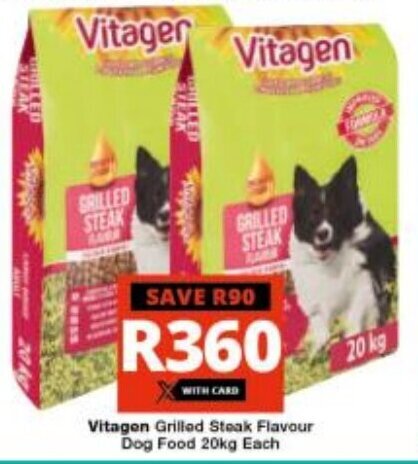 Vitagen Grilled Steak Flavour Dog Food 20kg Each offer at Checkers