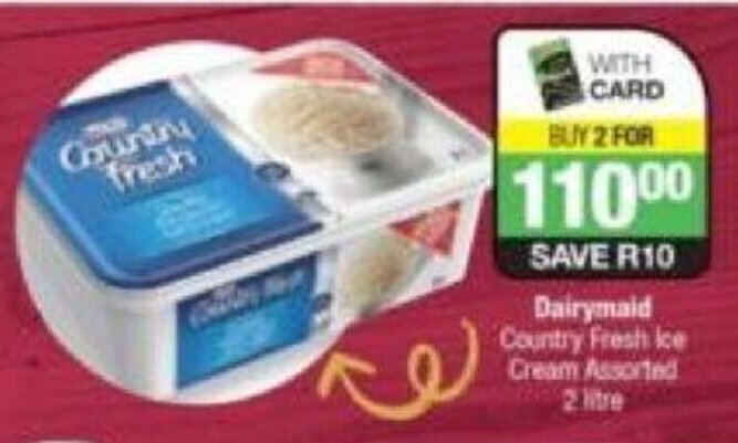 Dairymaid Country Fresh Ice Cream Assorted 2 litre offer at Spar
