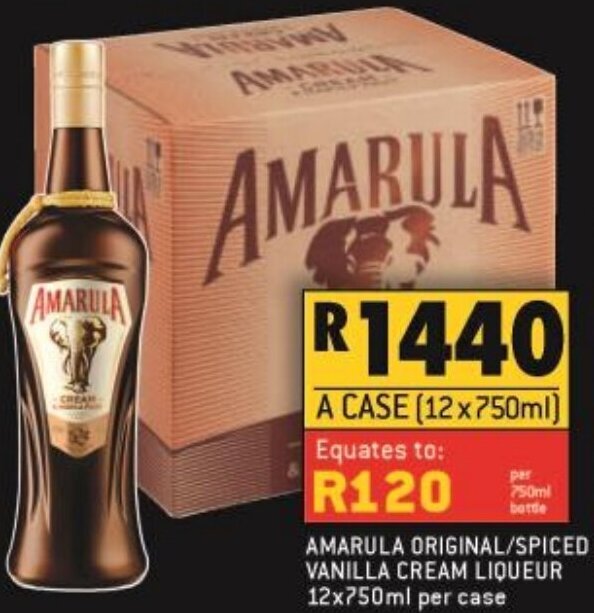 Amarula Original/Spiced 12x750ml offer at Shoprite Liquor