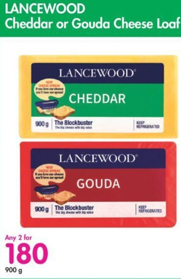 Lancewood Cheddar Or Gouda Cheese Loaf offer at Makro