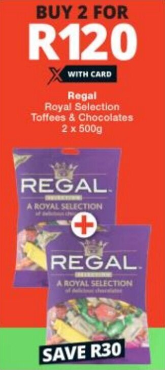 Regal Royal Selection Toffees & Chocolates 2 x 500g offer at Checkers