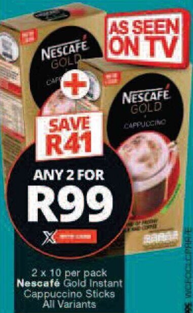 2 x 10 per pack Nescafé Gold Instant Cappuccino Sticks All Variants ...