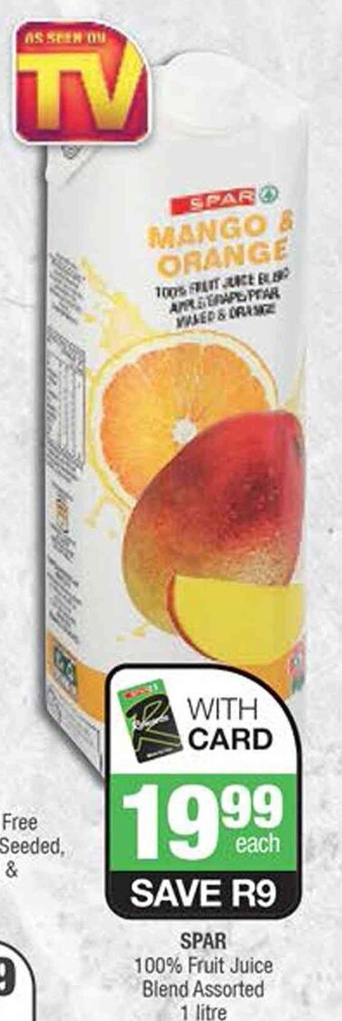 SPAR 100% Fruit Juice Blend Assorted 1 litre offer at Spar