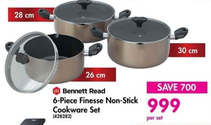 BR Bennett Read 6-Piece Finesse Non-Stick Cookware Set offer at Makro