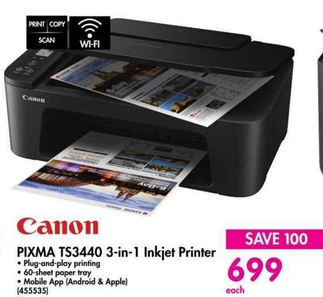 Canon PIXMA TS3440 3-in-1 Inkjet Printer offer at Makro