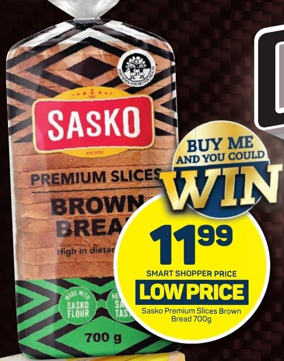 Sasko Premium Slices Brown Bread 700g offer at Pick n Pay