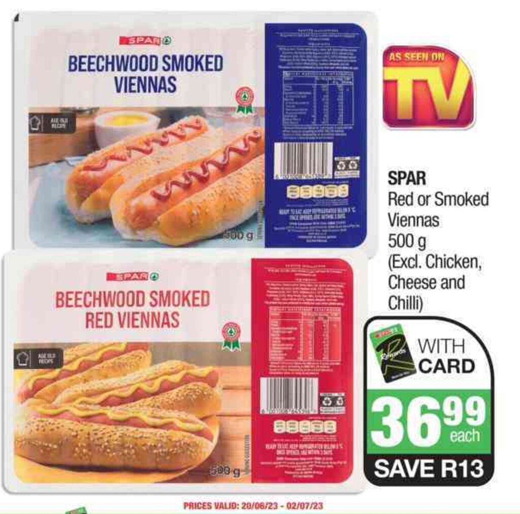 SPAR Red or Smoked Viennas (Excl. Chicken, Cheese and Chilli) offer at Spar