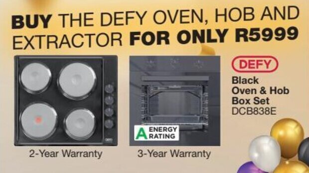 DEFY Black Oven & Hob Box Set DCB838E offer at OK Furniture