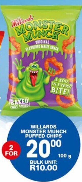 WILLARDS MONSTER MUNCH PUFFED CHIPS offer at Giant Hyper