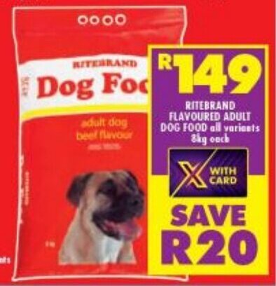 RITEBRAND FLAVOURED ADULT DOG FOOD all variants 8kg each offer at Shoprite