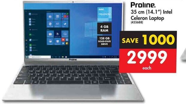Proline 35 cm (14.1") Intel Celeron Laptop offer at Makro