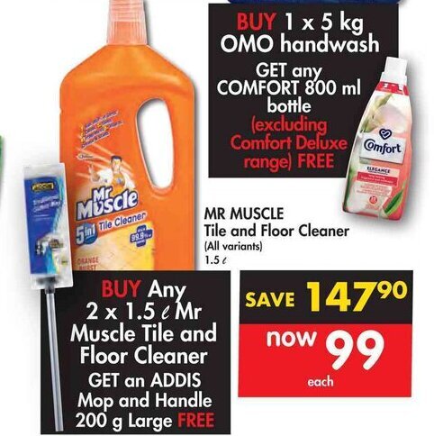 Mr Muscle Tile and Floor Cleaner (All variants) offer at Makro