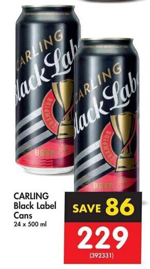 CARLING Black Label Cans 24x500ml offer at Makro