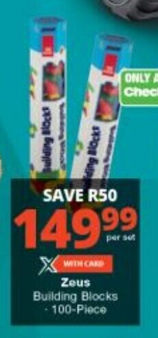 Zeus Building Blocks + 100-Piece offer at Checkers